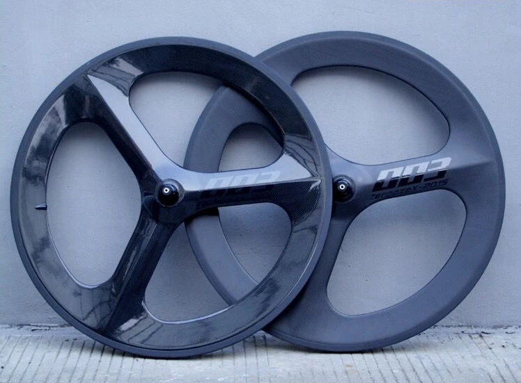 700C full carbon 3-spokes carbon wheels 70mm depth Tri-spoke clincher/tubular for road/Track ...