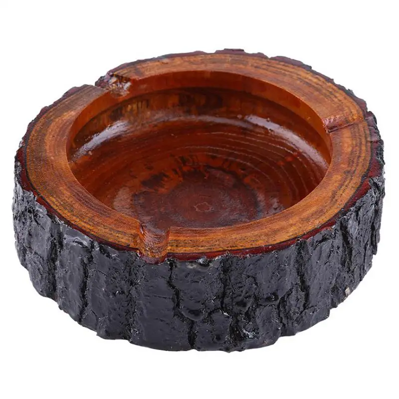 Dark Wood Ashtray - Real Natural Wood with Polished Finish - Ashtray Shop