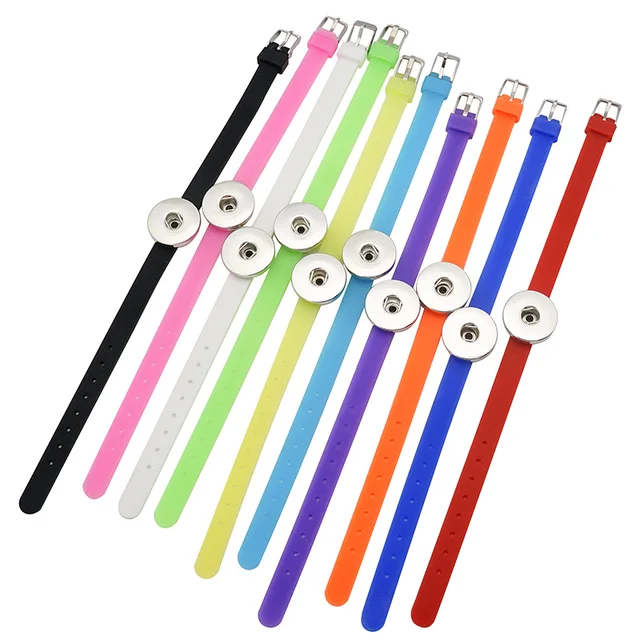Hot sale 10pcs colorful beauty leather silicone bracelet 21cm fit 18mm ...