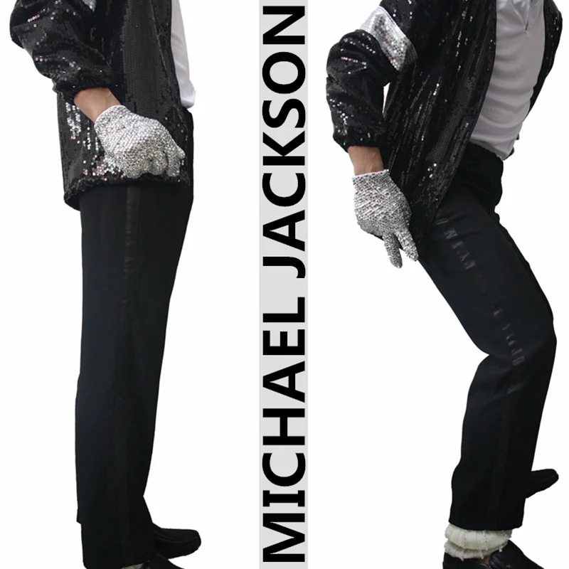 Rare Cotton 100% Casual Full Length Black Straight MJ Michael Jackson ...