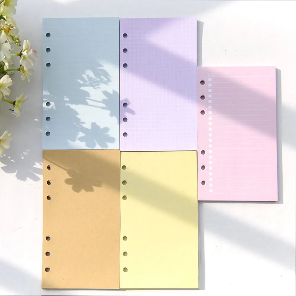Colorful A5 Loose Leaf Notebook Refills 6 Holes Rings Binder Spiral Diary Planner Inner Core 