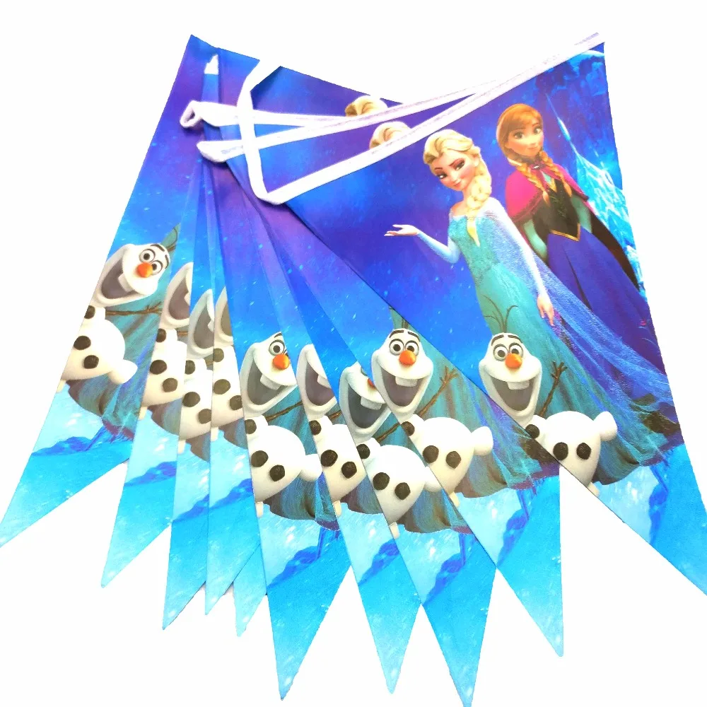 Frozen Elsa Anna Princess Flag Banner Party Supplies Including Cartoon ...