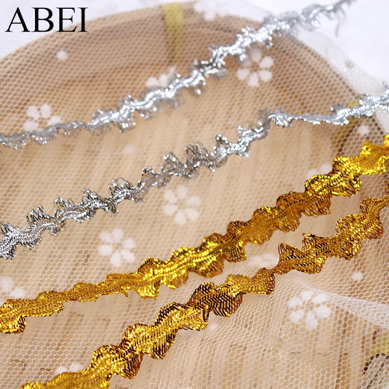 20yards/lot Gold Silver Shiny Lace Ribbon Polyester Lace Trims For ...