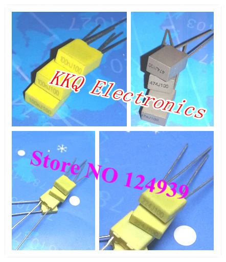 105J100 1 uf 100 ボルト 、 ポリエステル フィルム コンデンサ 、補正コンデンサ 、正方形コンデンサ 、 dip 2 ...