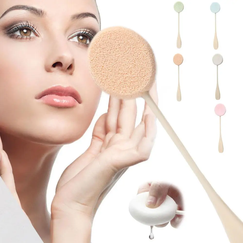 Soft Multi function Long Handle Face Washing Powder Puff Sponge Makeup ...