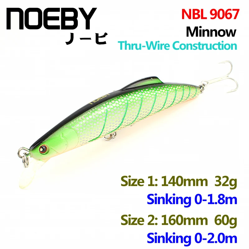NOEBY 1 Pcs Fishing Lure 160mm/60g Sinking Super Thru wire Minnow Lures ...