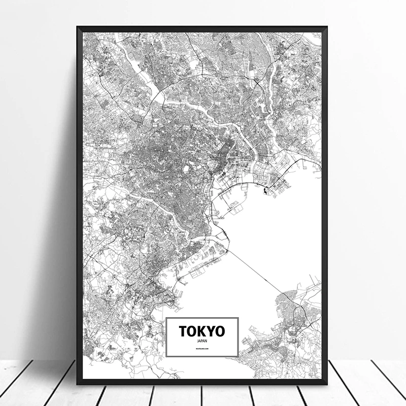 Prints Giclée Tokyo Japan Map Print Black and White Print City Map ...