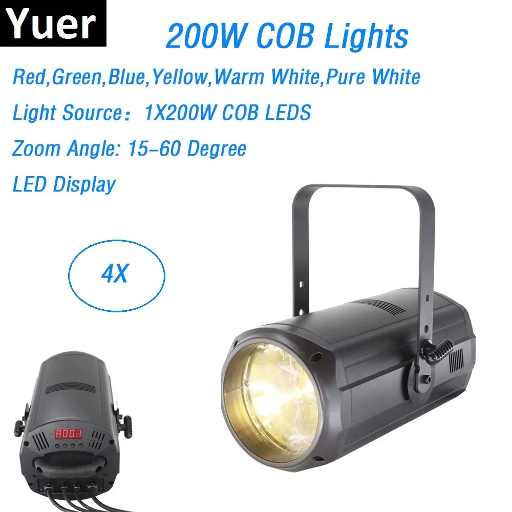 알루미늄 합금 Led 줌 파 고품질 200w Cob Led 파 조명 Dmx 무대 워시 조명 효과 Dj 조명 Dmx512 제어
