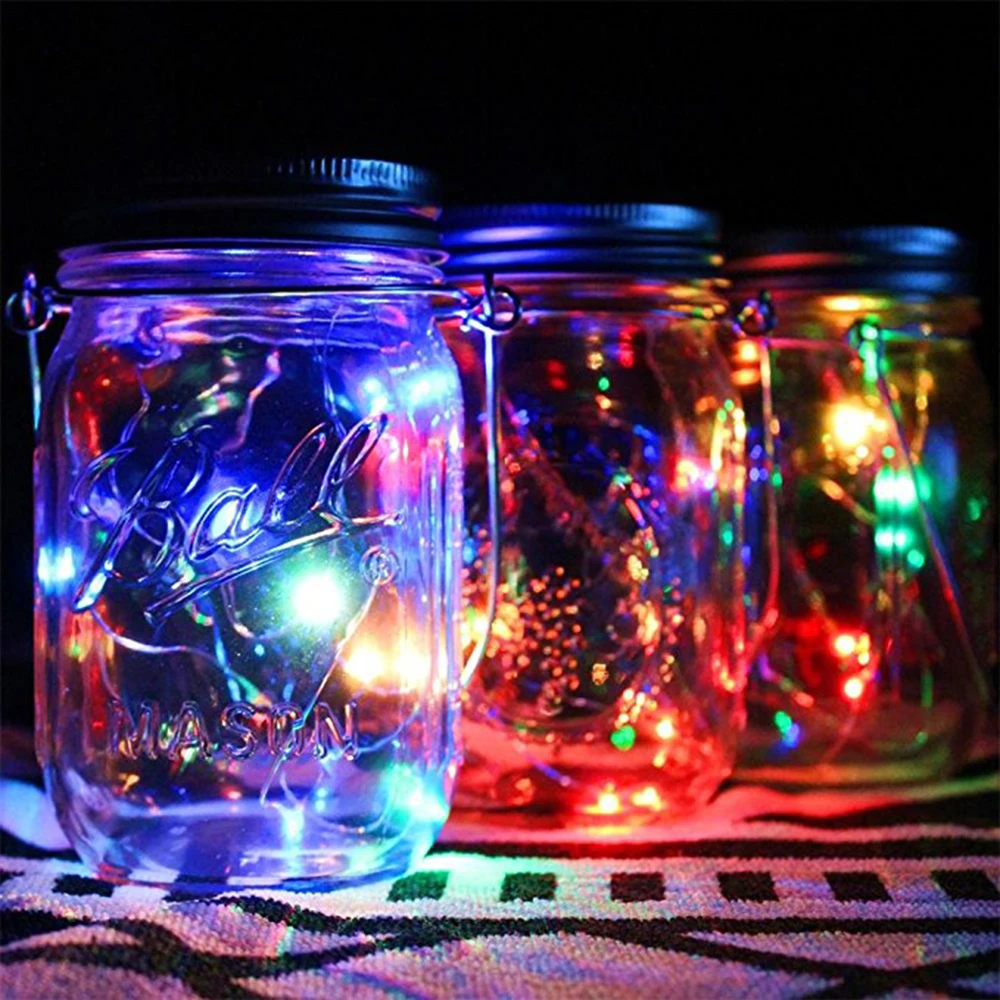 Mason Jar lid 7cm diameter solar LED Lighting 2m 20led|LED Night Lights ...