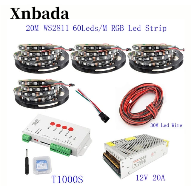 20M 15M 10M 5M WS2811 LED Strip WS2811 IC 60 leds/M RGB Smart Pixel ...