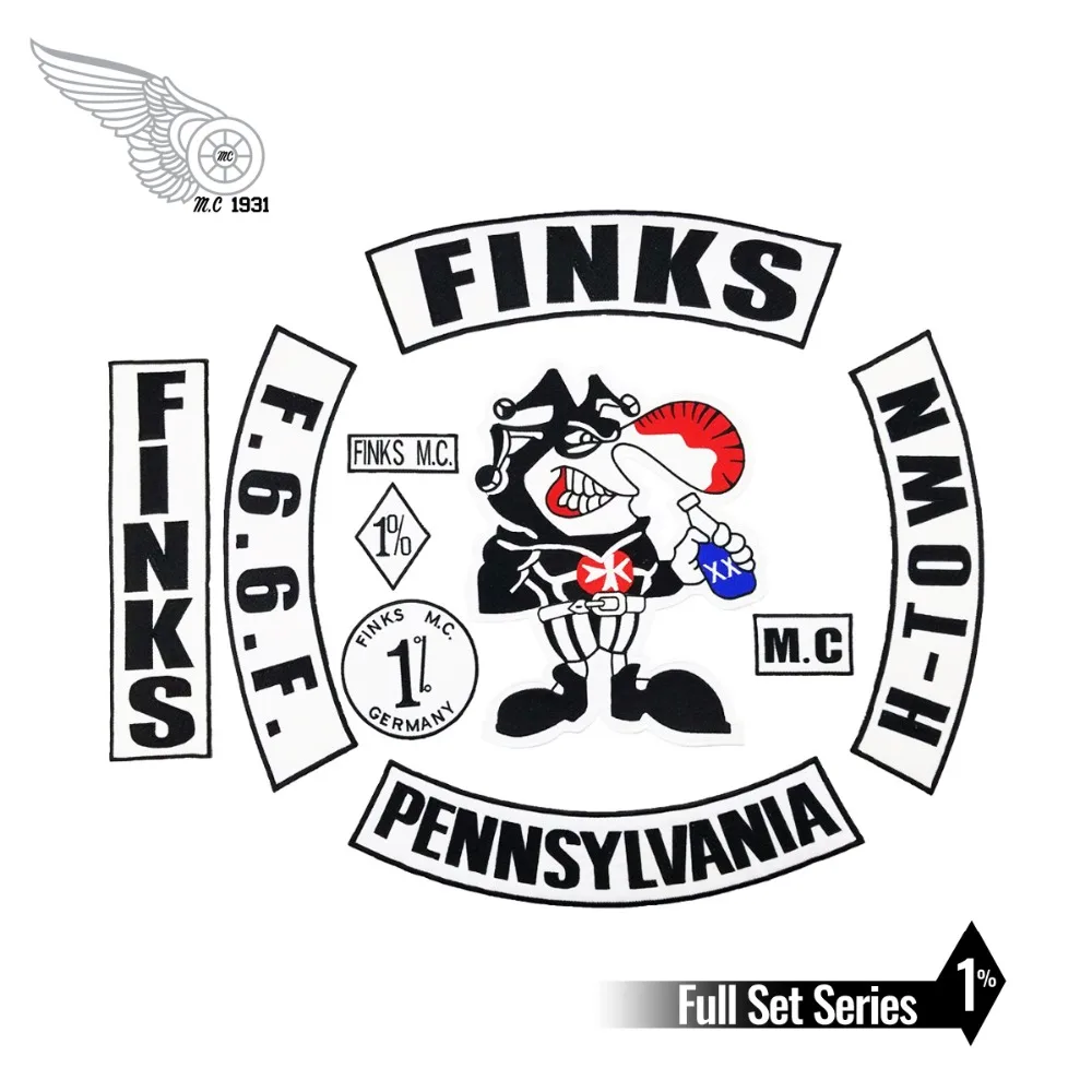 FINKS GERMANY MC Iron On Patch Motorcycle Biker Large Full Back Size ...
