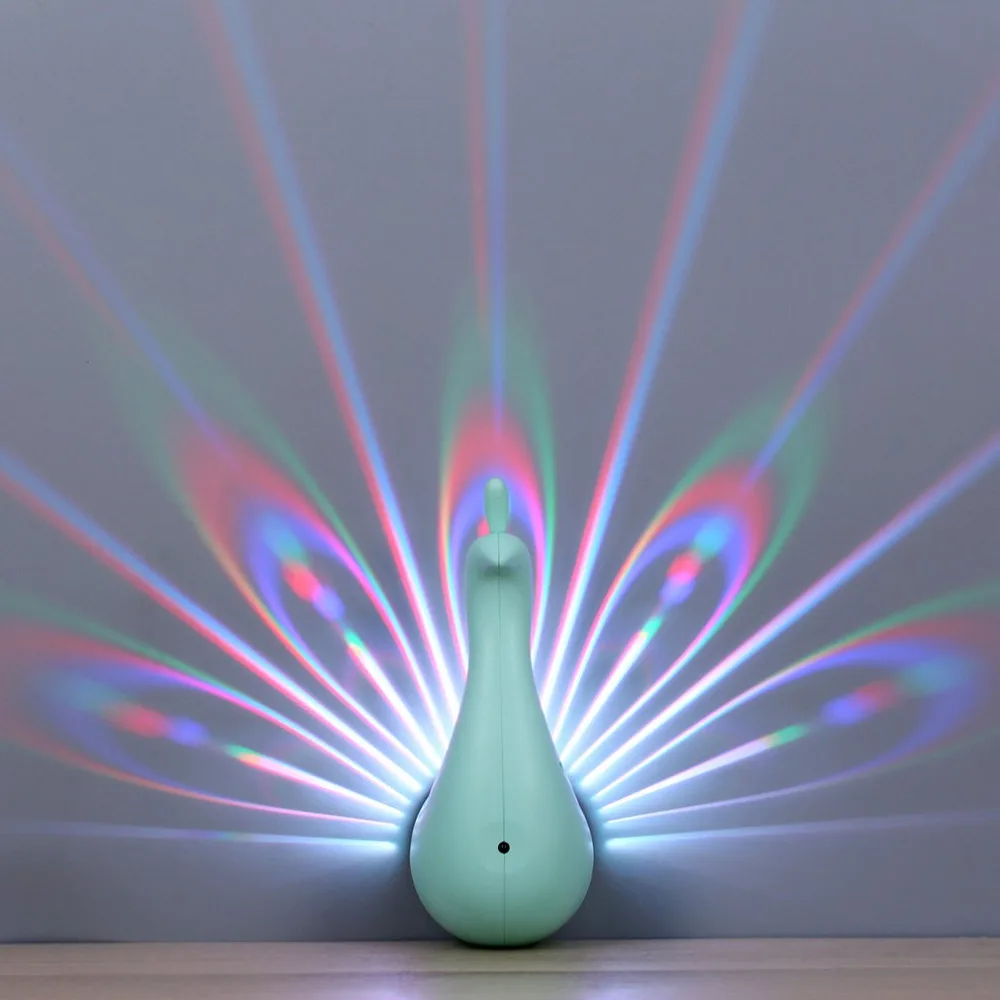3D LED Peacock Shape Rainbow Lamp Night Light Rainbow Projector ...