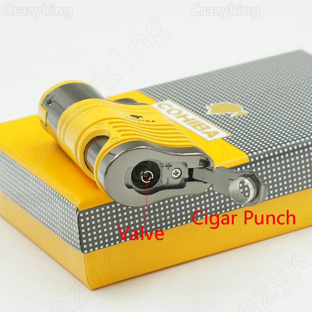 Metal Cigar Lighter Cutter Set 4 Torch Jet Flame Butane Gas Lighters ...