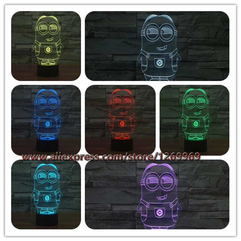 3D Despicable Me Minions Night Light LED Table Lamp Touch Desk Light ...