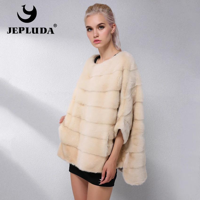 JEPLUDA Casaco de Pele de Vison Real Natural para Mulheres Múltiplas Cores, Casaco de Inverno ...
