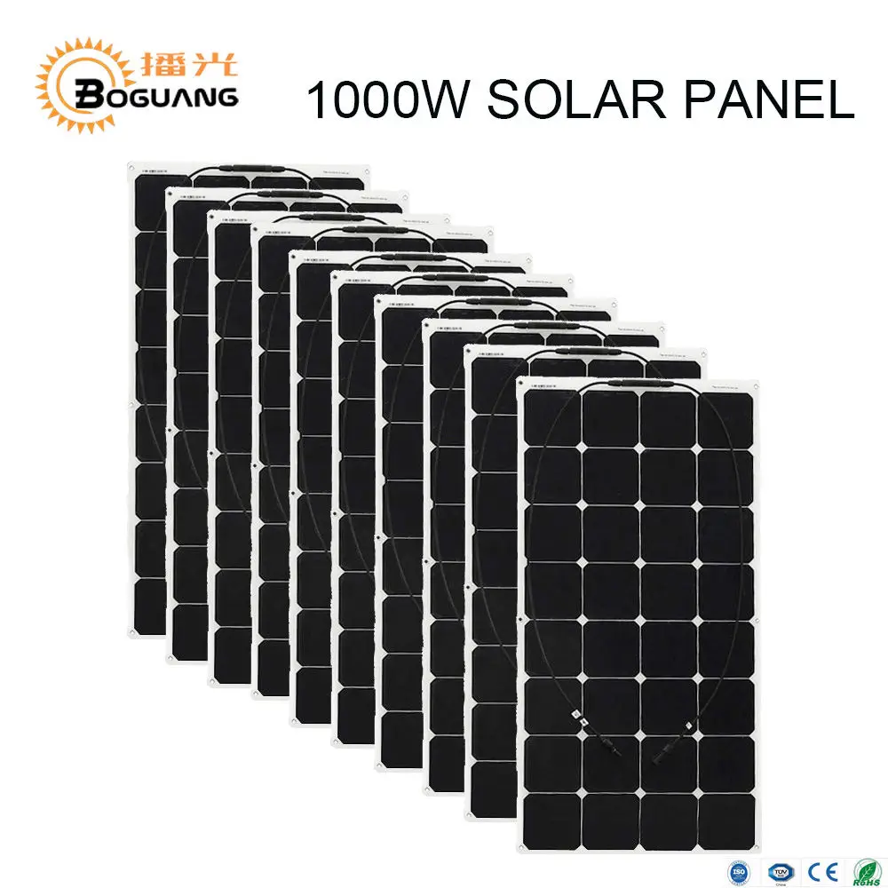 BOGUANG 1000W solar panels 10X 100W flexible Sunpower module for led ...