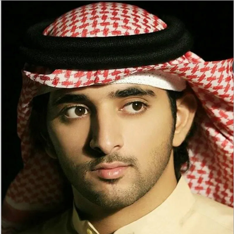 Black Hoop Islamic Traditional Costumes Men Plaid Hat Head Scarf Turban ...