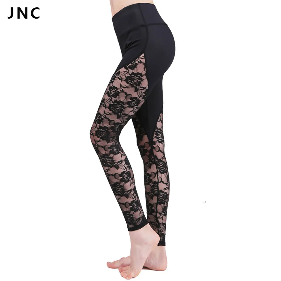 2017 New Hot Women's Black Lace Yoga Leggings Flower Slim Fit Workout ...