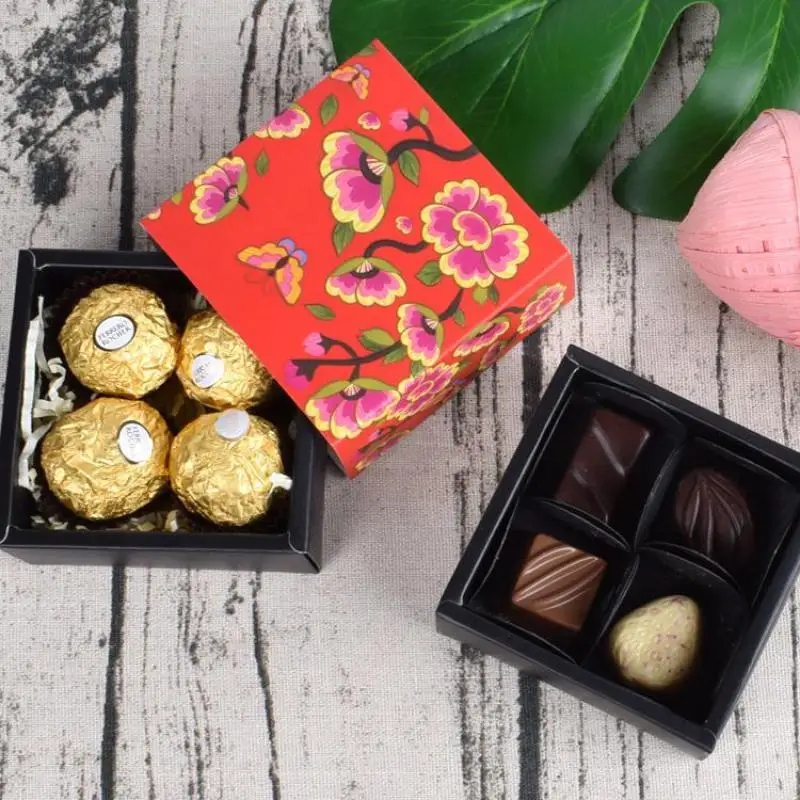 50pcs Wedding Candy Box Drawer Shaper Favor Box Candy Box Flowers ...