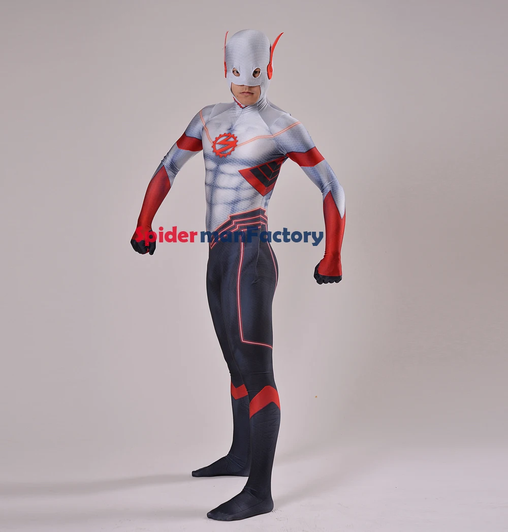 Gray-Flash-Costume-Spandex-Male-Superhero-3D-Shade-Flash-Costume-With ...