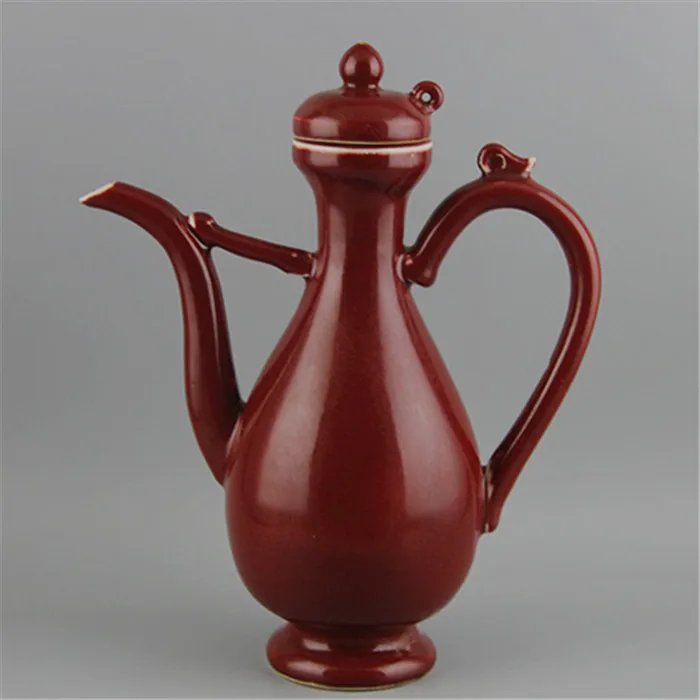 6 Antique Mingdynasty Porcelain Bottle,festival Red Glaze Teapot Flagon ...