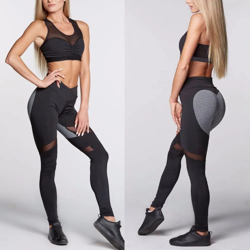 Push Up Heart Booty Sexy Yoga Leggings Women Fitness Mesh Yoga Pants