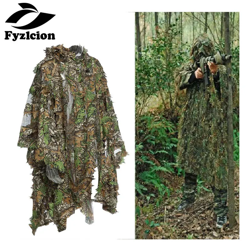 Fyzlcion 3D Hunting Camouflage Ghillie With Cap Suit Clothes Jungle ...