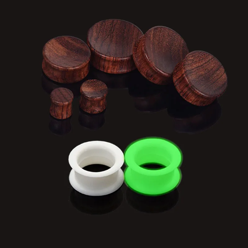 Fashion Flesh Tunnels Ear Plugs Big Piercing Wooden Ear Expanders Gauge ...