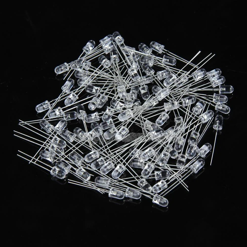 100PCS 5mm White Emitted Color Ultra-Bright LED Light Lamp Emitting ...