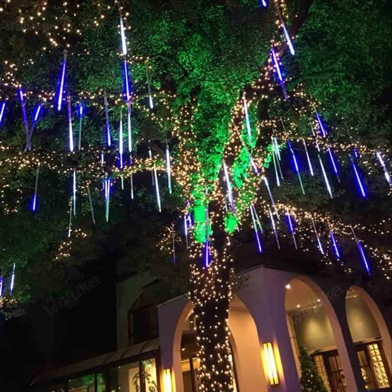 10pcs Led Meteor Lamp Led Meteor Shower Lantern Pipe Home Hanging Tree ...