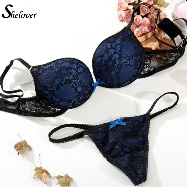 Shelover French Brand Female Underwear Set Deep V Embroidery Push Up Lingerie VS Lace Bra Women ...