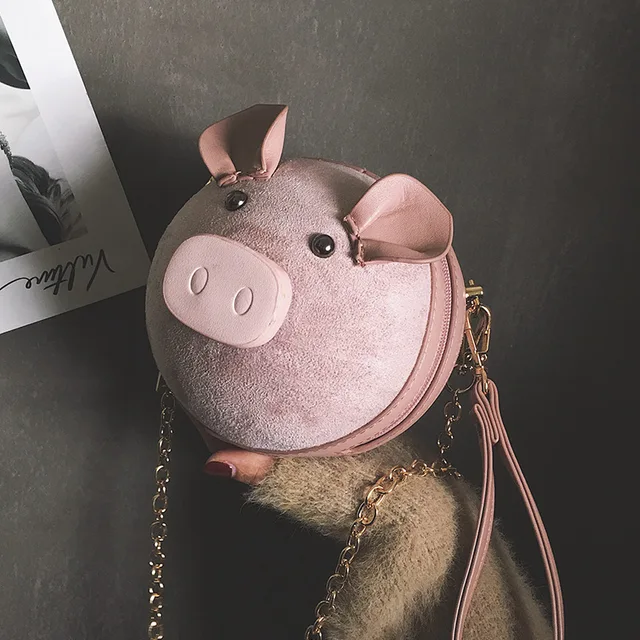 Aliexpress.com : Buy Cute Pig Bag Pu Round Tote Bag For Women Chain ...