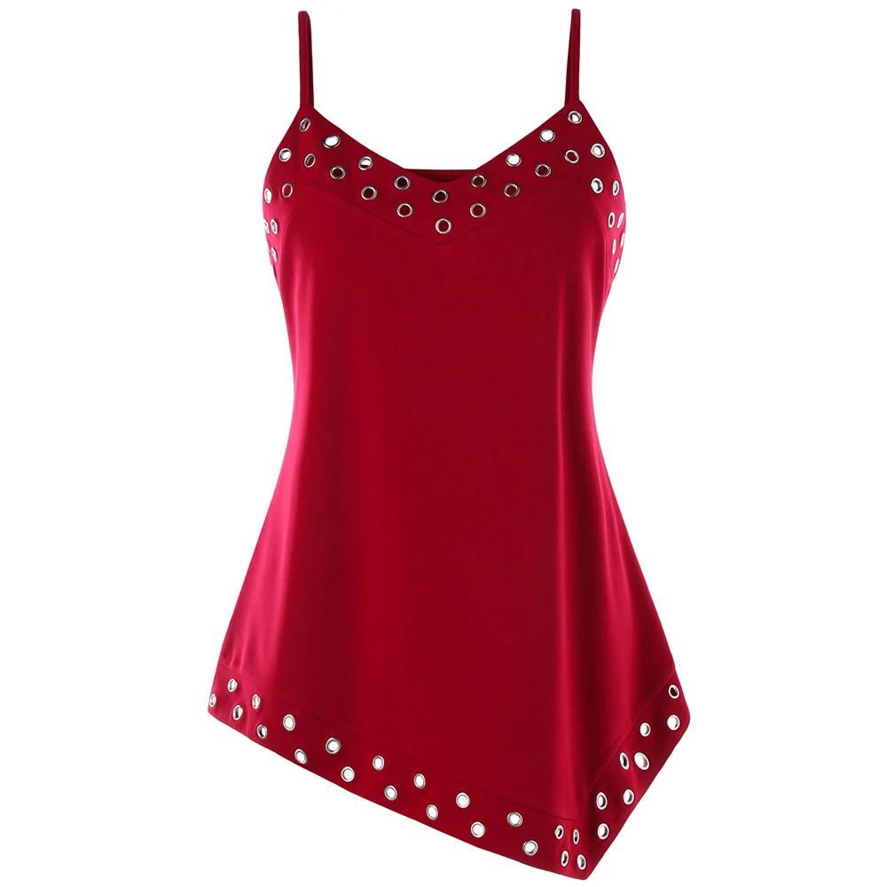 Rosegal Plus Size Asymmetric Grommets Cami Top Women Tops 2019 Summer