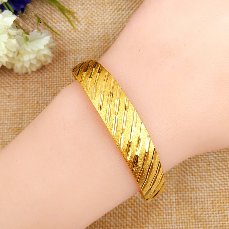 African Gold Color Bangles Bracelets for Women Adjustable Wide Cuff ...