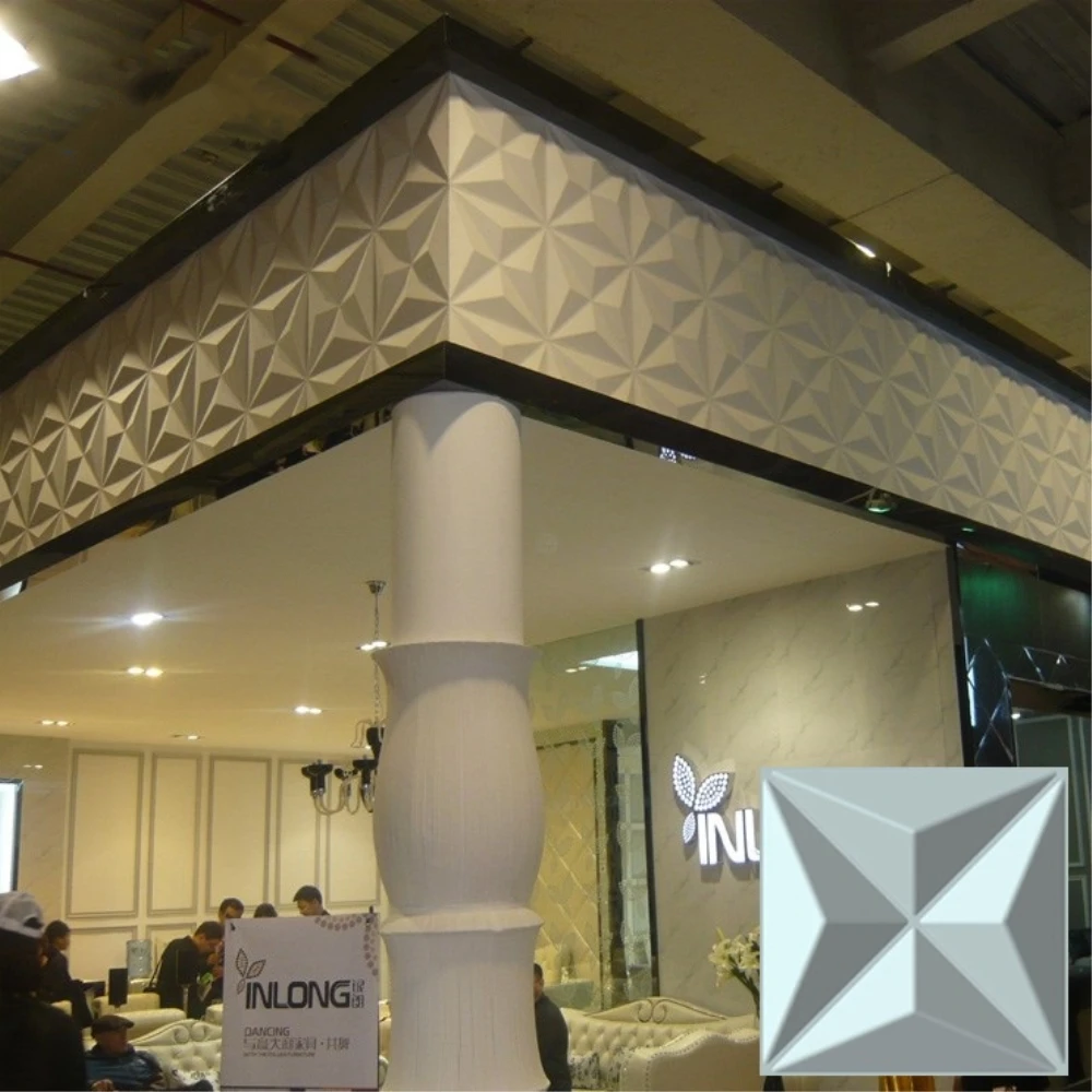 RAYUAN 4PCS PVC 3D Wall Stickers White Wall Panel Flame retardant ...