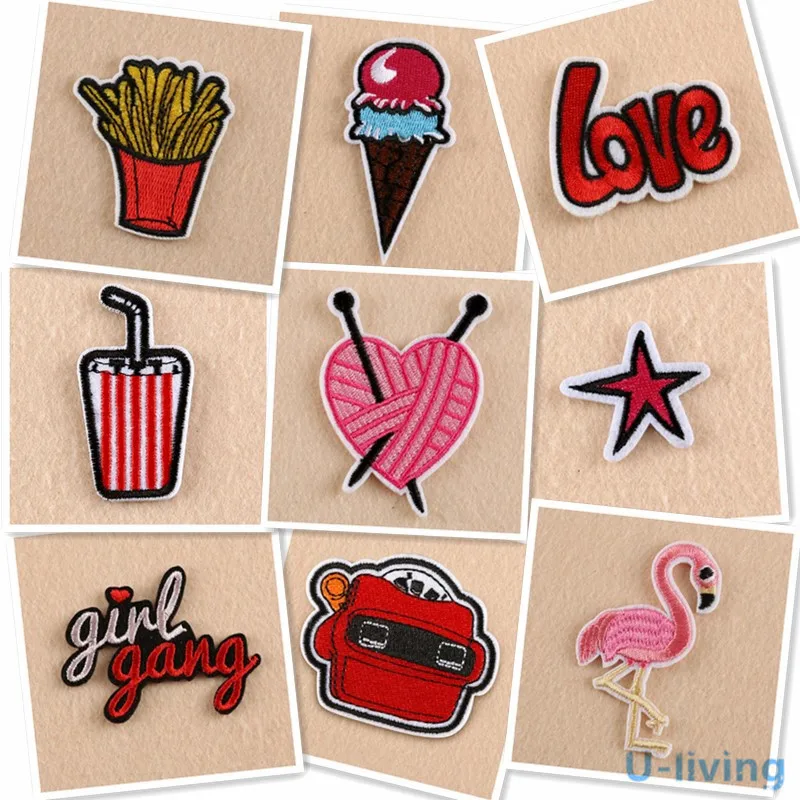 1pcs Mix PINK Patches for Clothing Iron on Embroidered Sew Applique ...