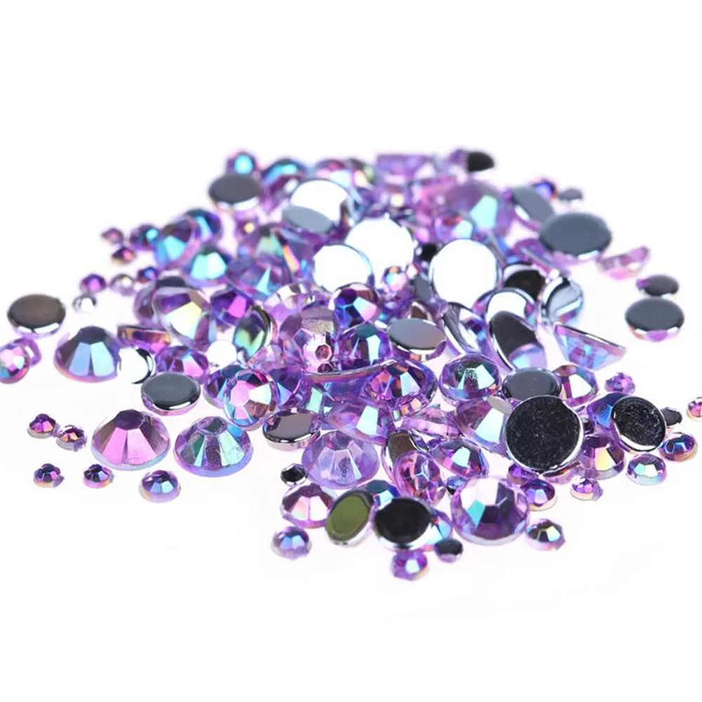 Loose 2MM 8MM DIY Bling Lt Purple AB Color Round flatback rhinestones ...