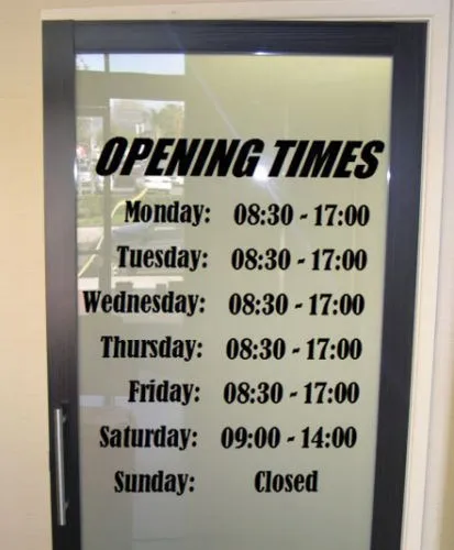 Free Shipping Opening Hours Times Shop Sign Font Display Custom Vinyl ...