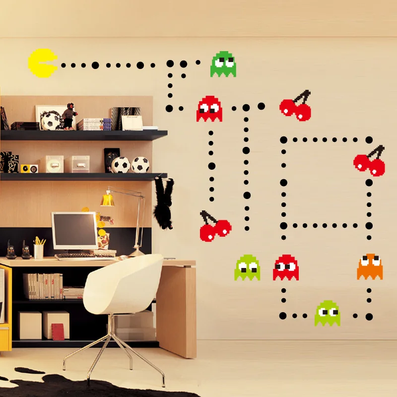 Pac Man Wall Sticker Pacman Pac Man Pixels Movie Removable Peel N Decal ...