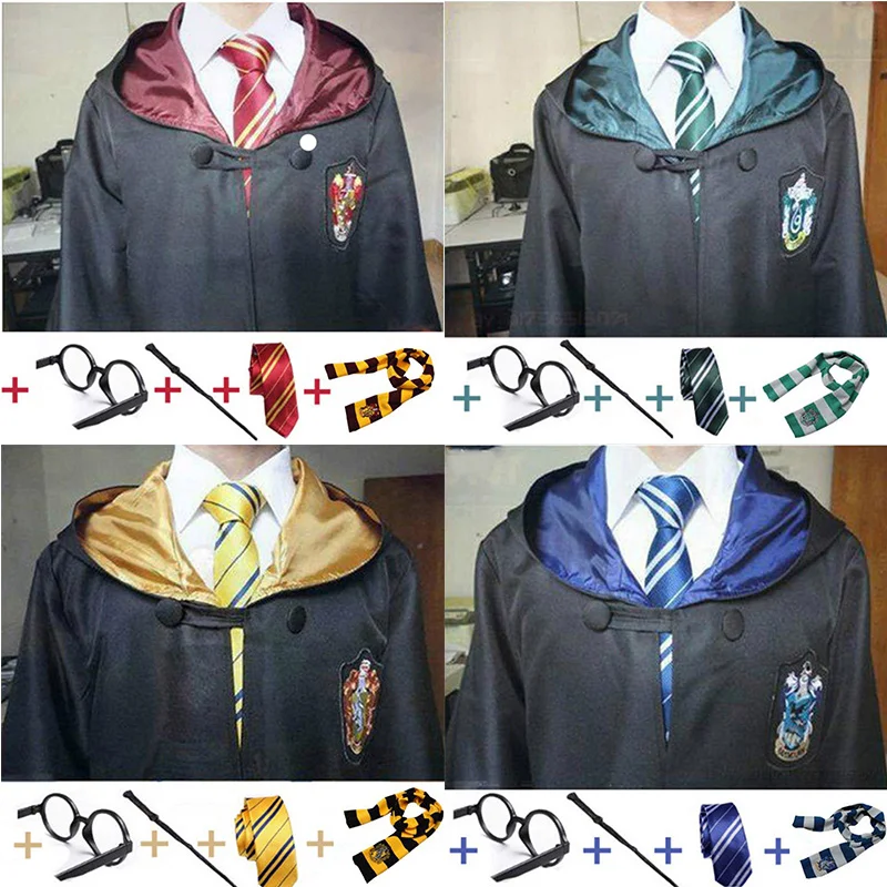 for Harris Potter Costume Clothes Cosplay Robe Cloak with Tie Scarf ...