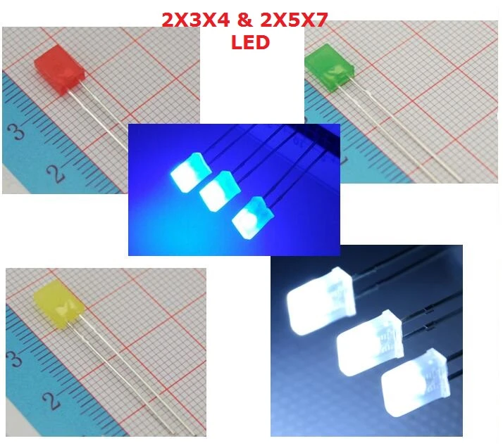 100pc Square 2x3x4 Led White Dc 3v Rectangle Led Light Emitting Diode ...