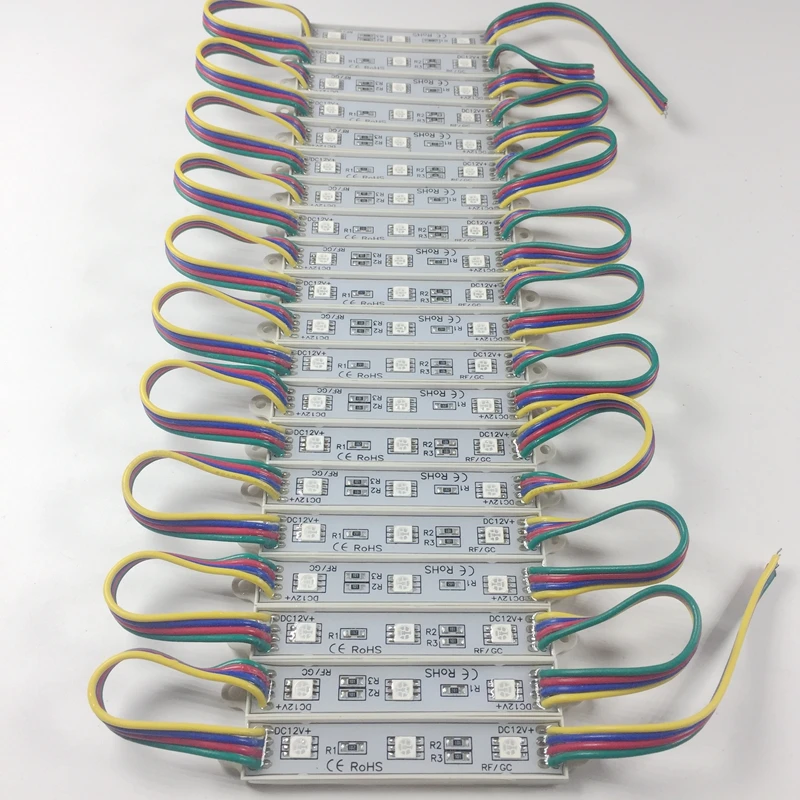 20pcs LED 5050 3 LED Module 12V waterproof RGB Color changeable led ...