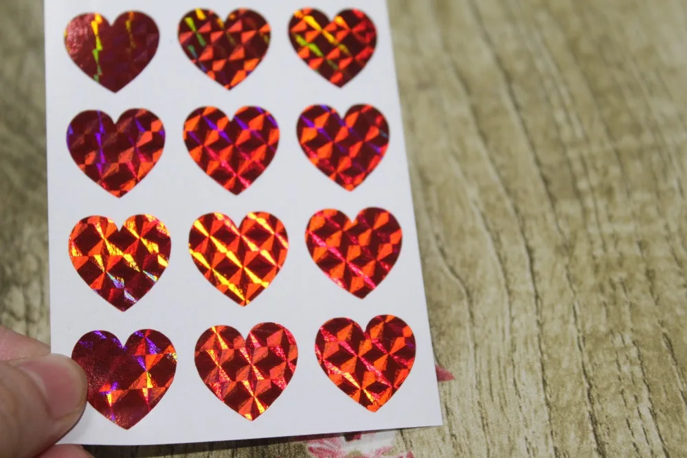 1-9cm-Hologram-Red-Heart-Stickers-holographic-stickers-heart-vinyl ...