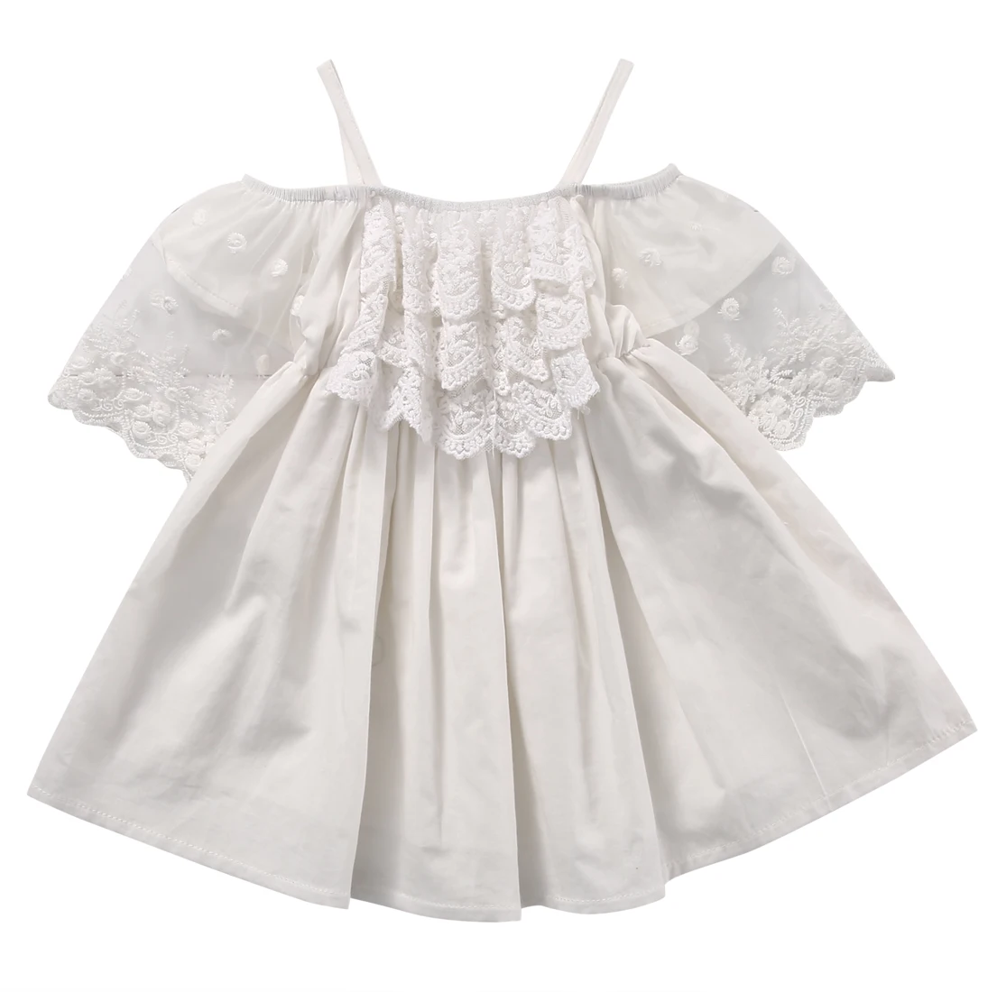 Emmababy Toddler Kids Baby Girls Child Solid White Lace Flower Dress ...