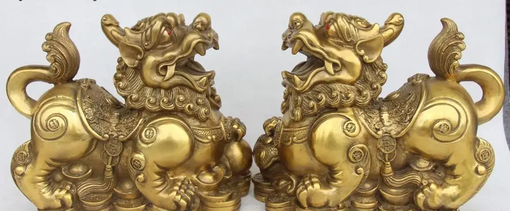 free shipping 10" Chinese Pure Bronze Fengshui Pi Xiu Pixiu Brave ...
