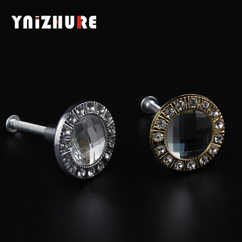 Ynizhure 30mm Diamond Design Clear Crystal Glass Knobs Cupboard Drawer Pull Kitchen Cabinet ...