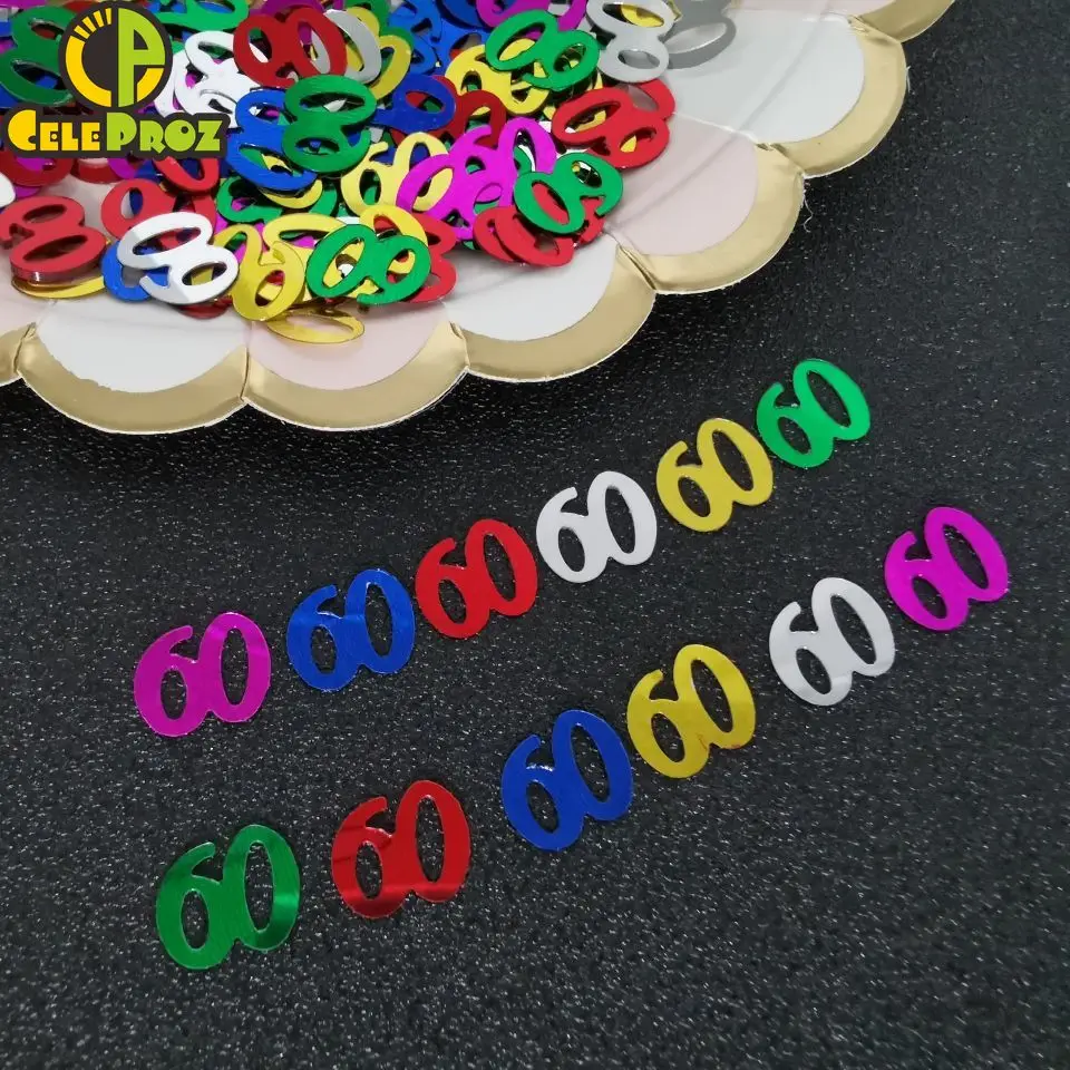 15g Number 60 Confetti 60th Anniversary Decade Table Confetti DIY Event ...