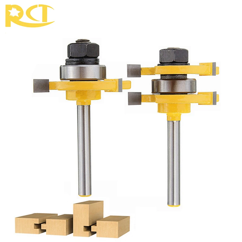 RCT-2pcs-1-4-Wood-Milling-Cutters-T-style-Tongue-Groove-Router-Bit-Set ...