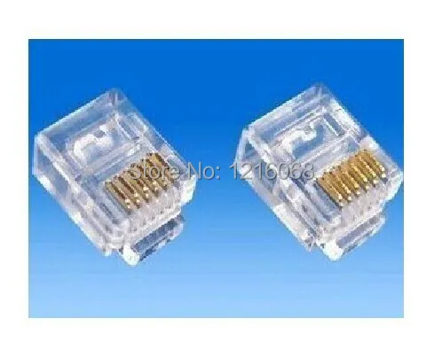 200pcs/ Lot High Quality CAT 3 Durable 6 Pin RJ11 RJ 11 6P6C Modular ...