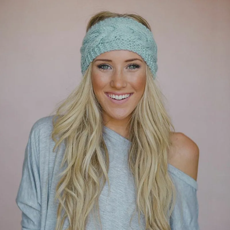 New Fashion Solid Wide Knitting Woolen Headband Winter Warm Crochet